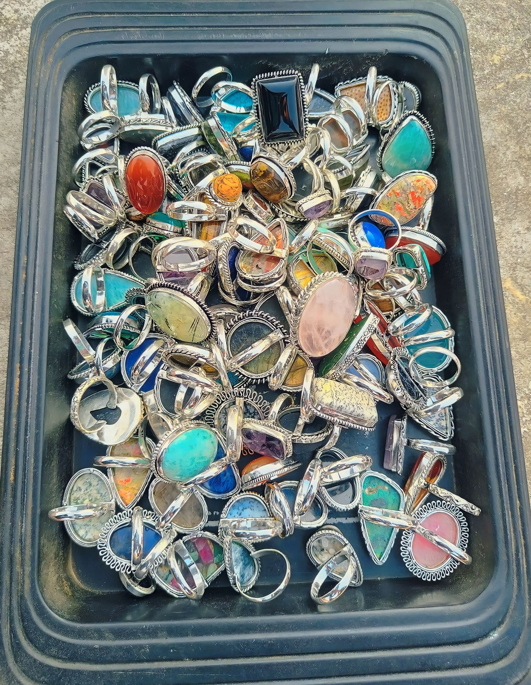 Wholesale Assorted Gemstone Rings Handmade Ring Multi Ring Mix Shape ...