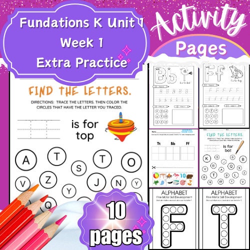 Fundations Level K Unit 1 Week 1 Extra Practice (T,B,F) - Etsy