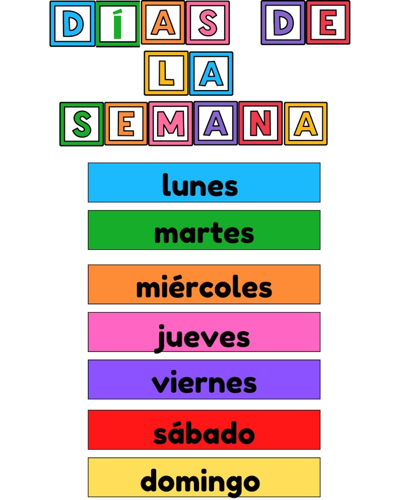Dias De La Semana/ Days of the Week - Etsy
