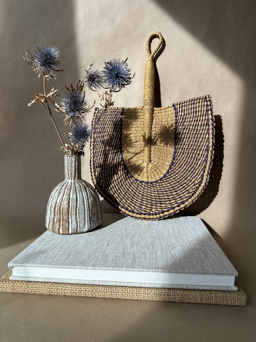 Vintage Handwoven Straw Fan/wall Hanging - Etsy
