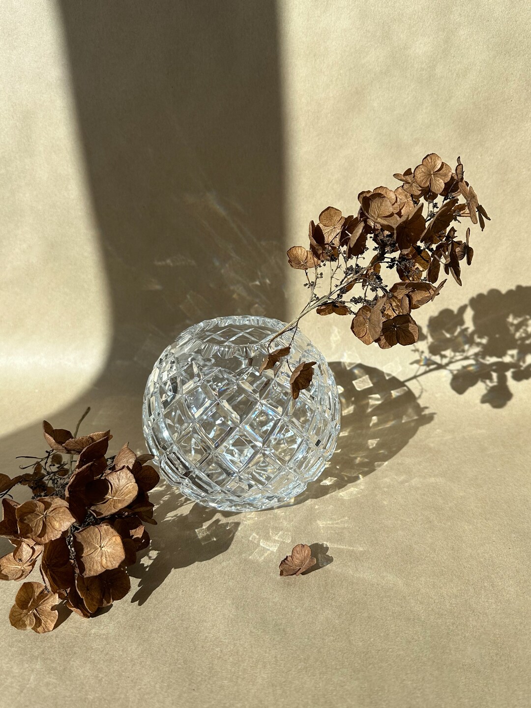 Vintage Bohemia Crystal Clear Round Ball Vase or Bowl - Etsy