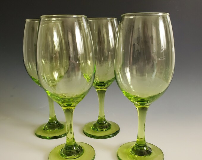 Vintage Lime Green Wine Glasses Etsy