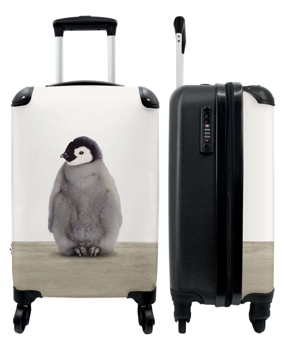 Suitcase Cabin Luggage Children's Suitcase Penguin Coat Gray Children ...