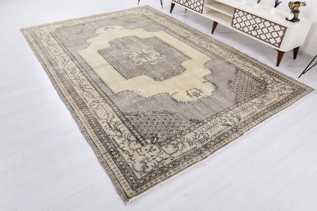 6x9 Natural Rug,oushak Rug,hand Made Rug,vintage Area Rug,living Room ...