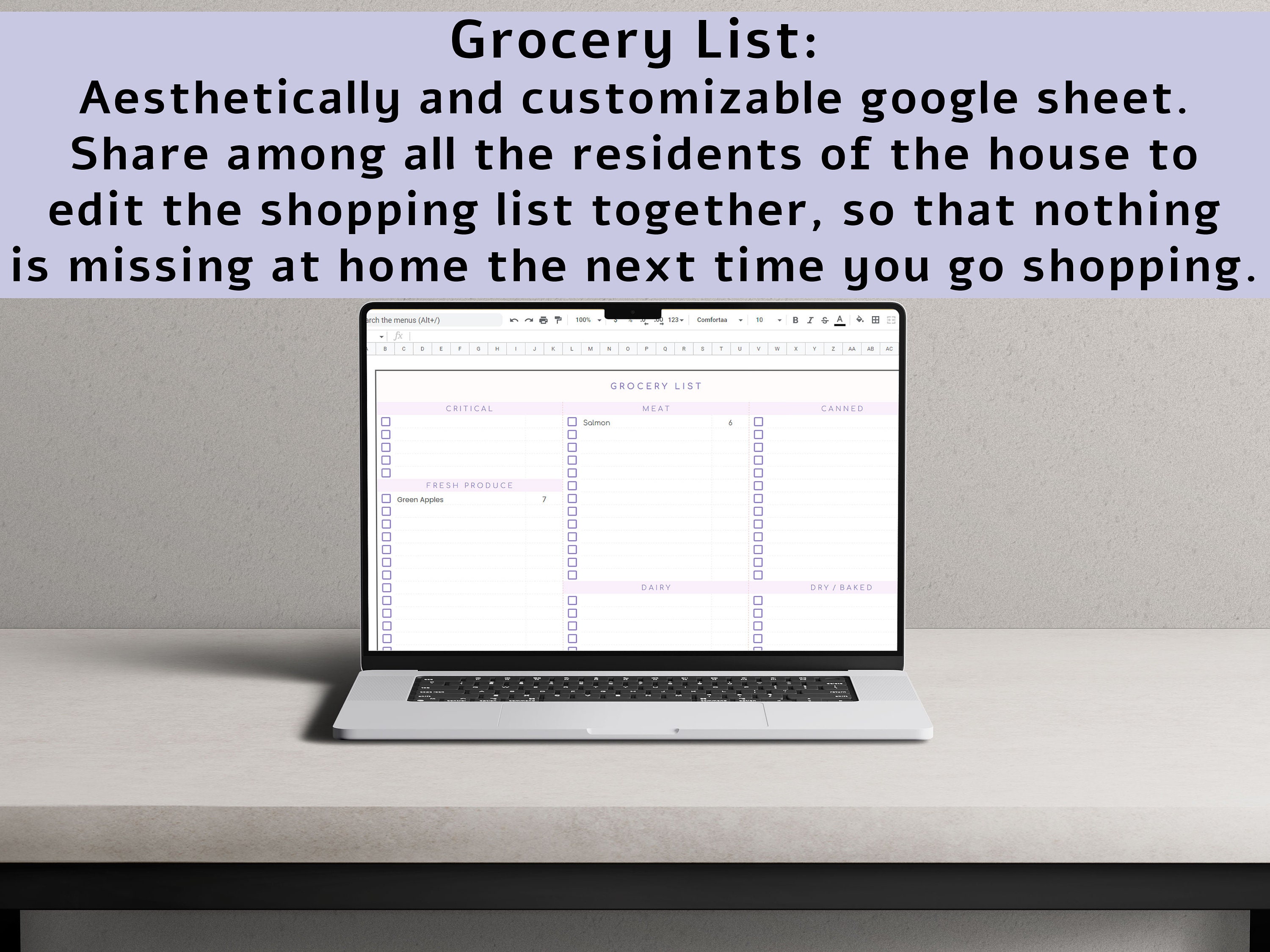 Editable Grocery List Google Sheets Template Digital Weekly - Etsy