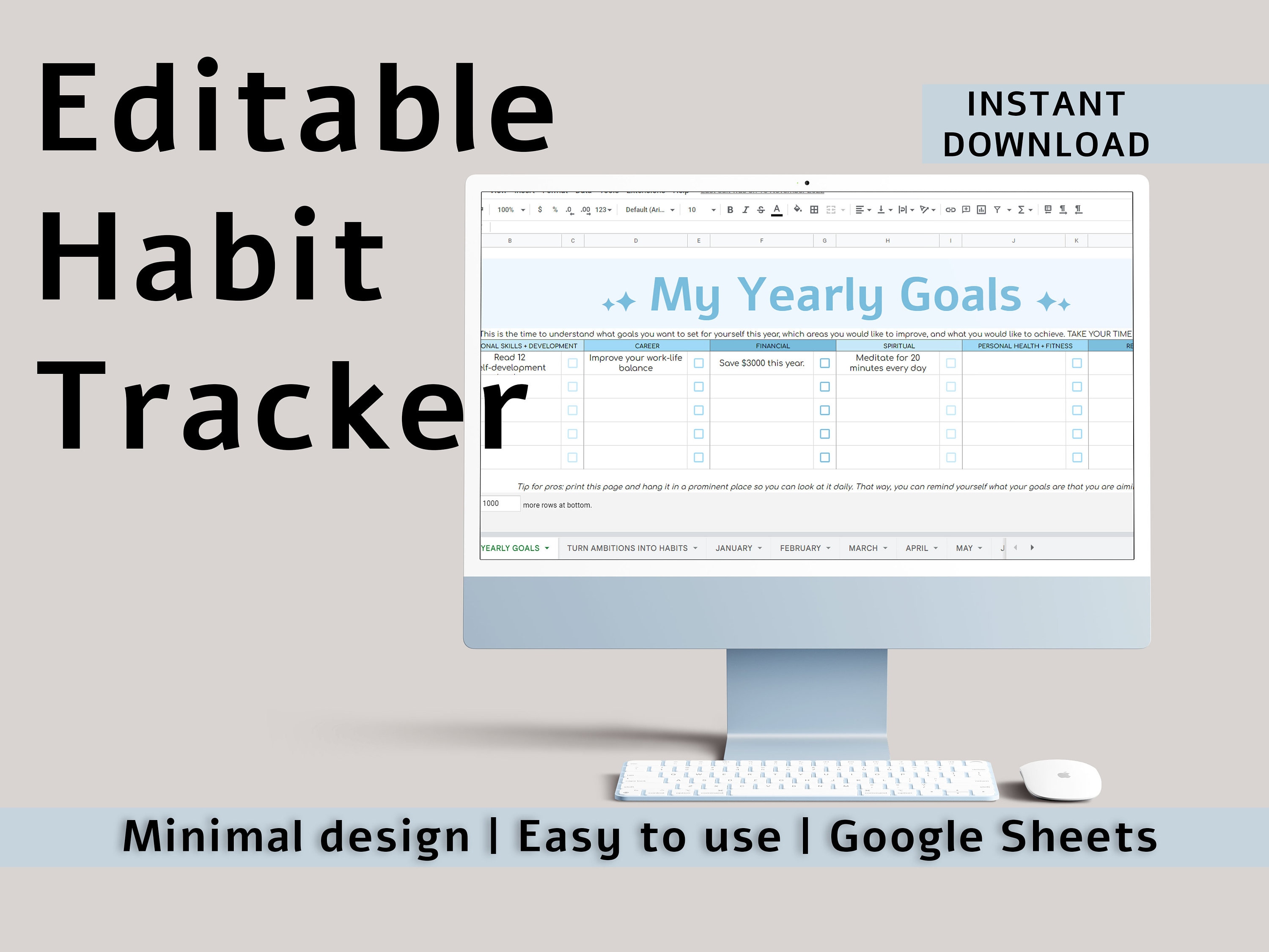 Editable Habit Tracker Google Sheets Template Digital - Etsy