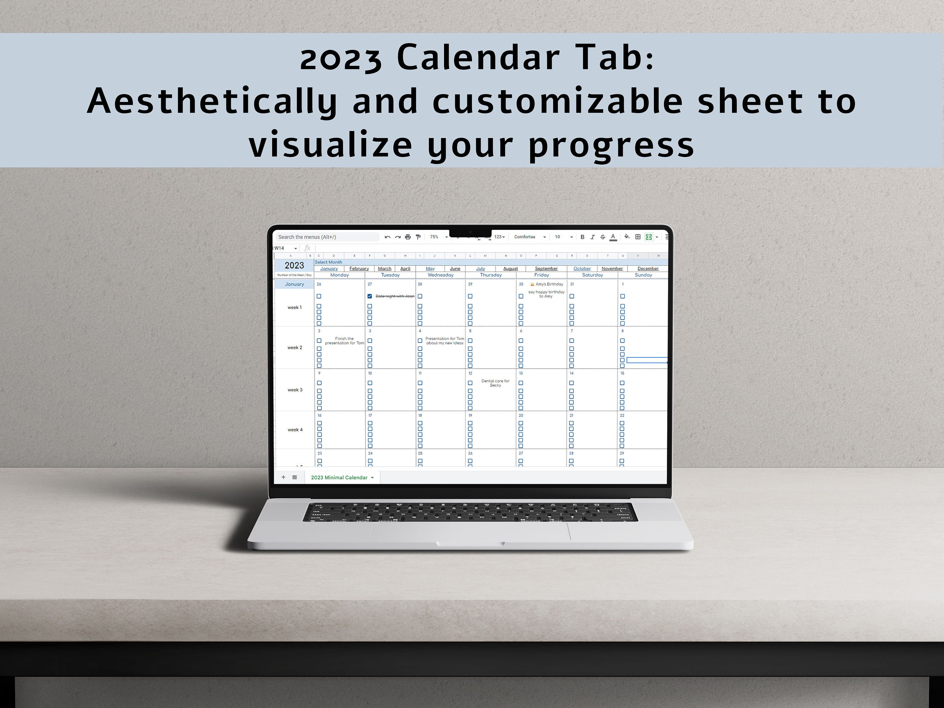 Minimal Editable 2023 Calendar Google Sheets Template Task Planner Minimal Editable 2023 Calendar Google Sheets Template Task Planner