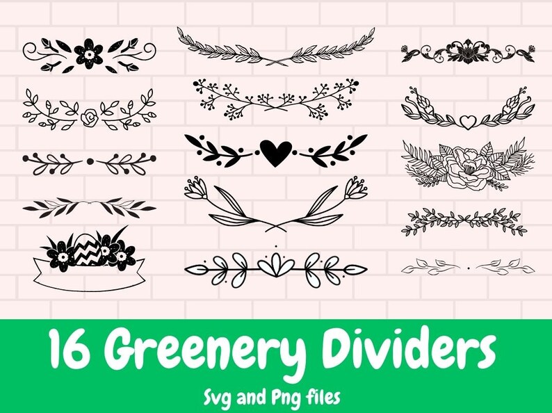 Greenery Leaf Divider Svg Bundle / Decorative Border Svg / Leaves Svg ...