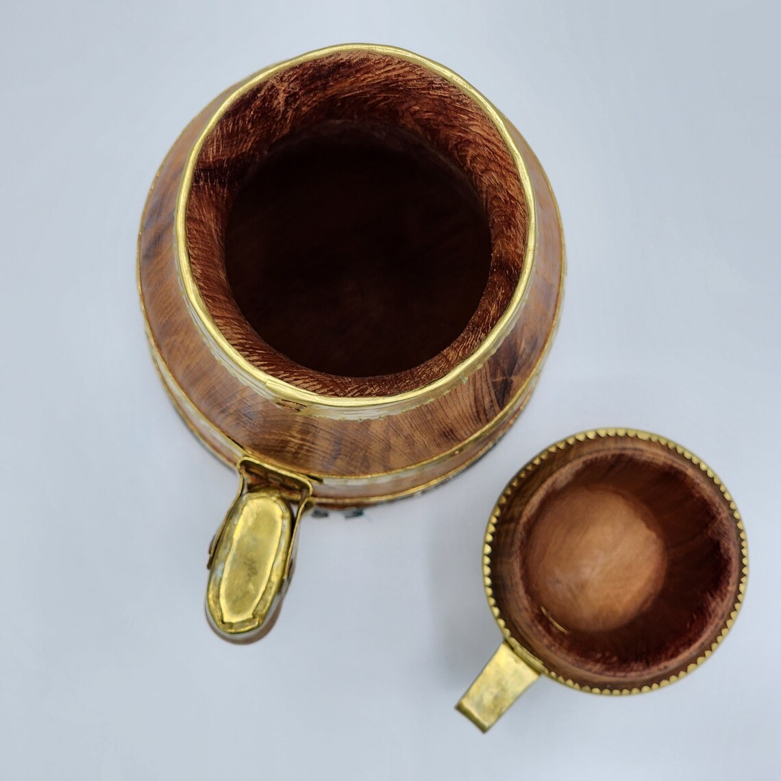 Moroccan Berber Wooden Water Jar pot With Brass Rings and a Handle ...