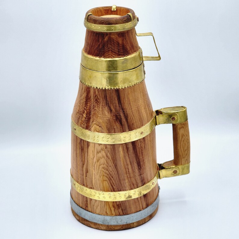 Moroccan Berber Wooden Water Jar pot With Brass Rings and a Handle ...