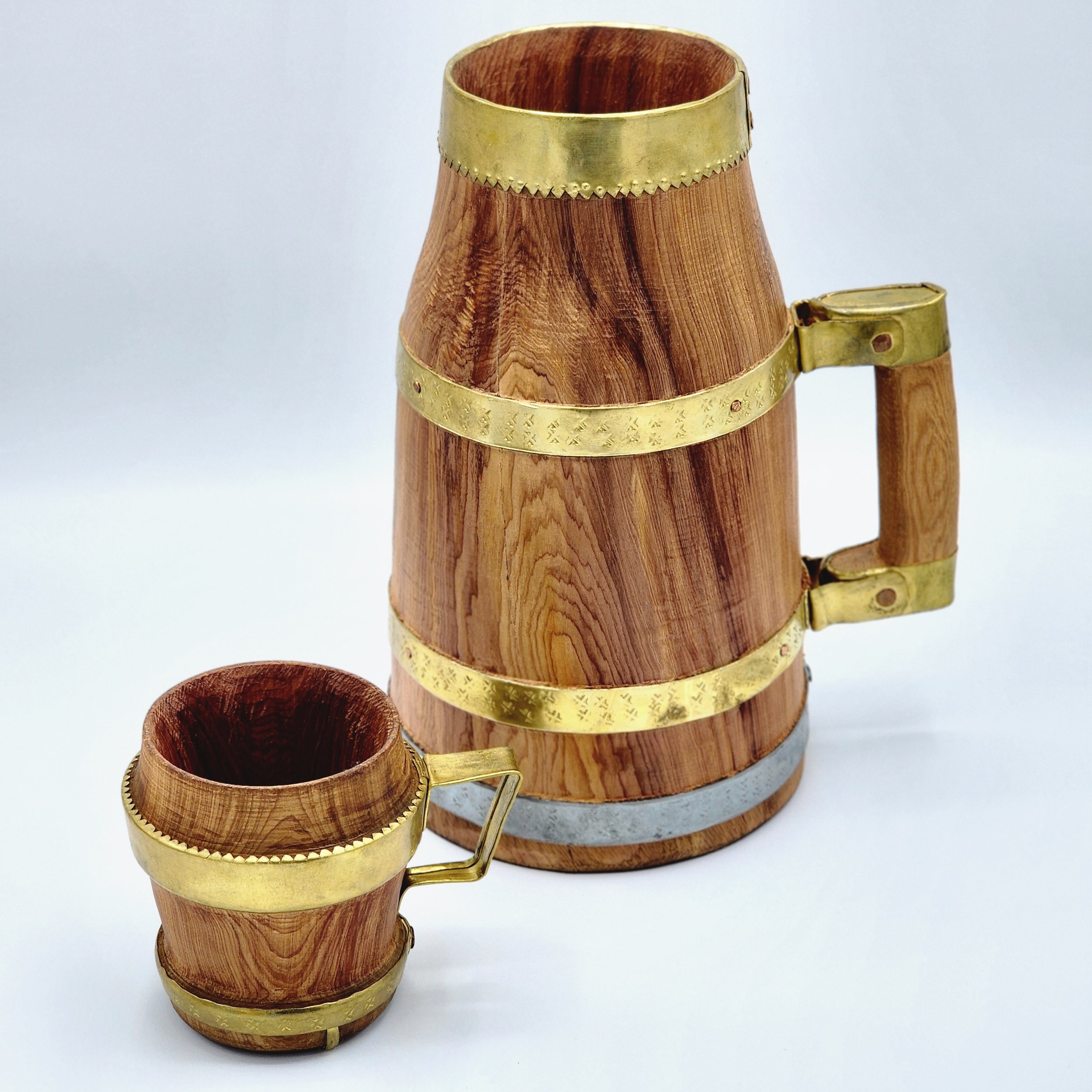 Moroccan Berber Wooden Water Jar pot With Brass Rings and a Handle ...