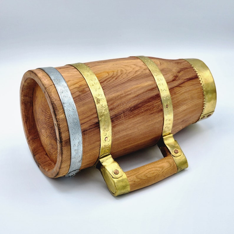 Moroccan Berber Wooden Water Jar pot With Brass Rings and a Handle ...