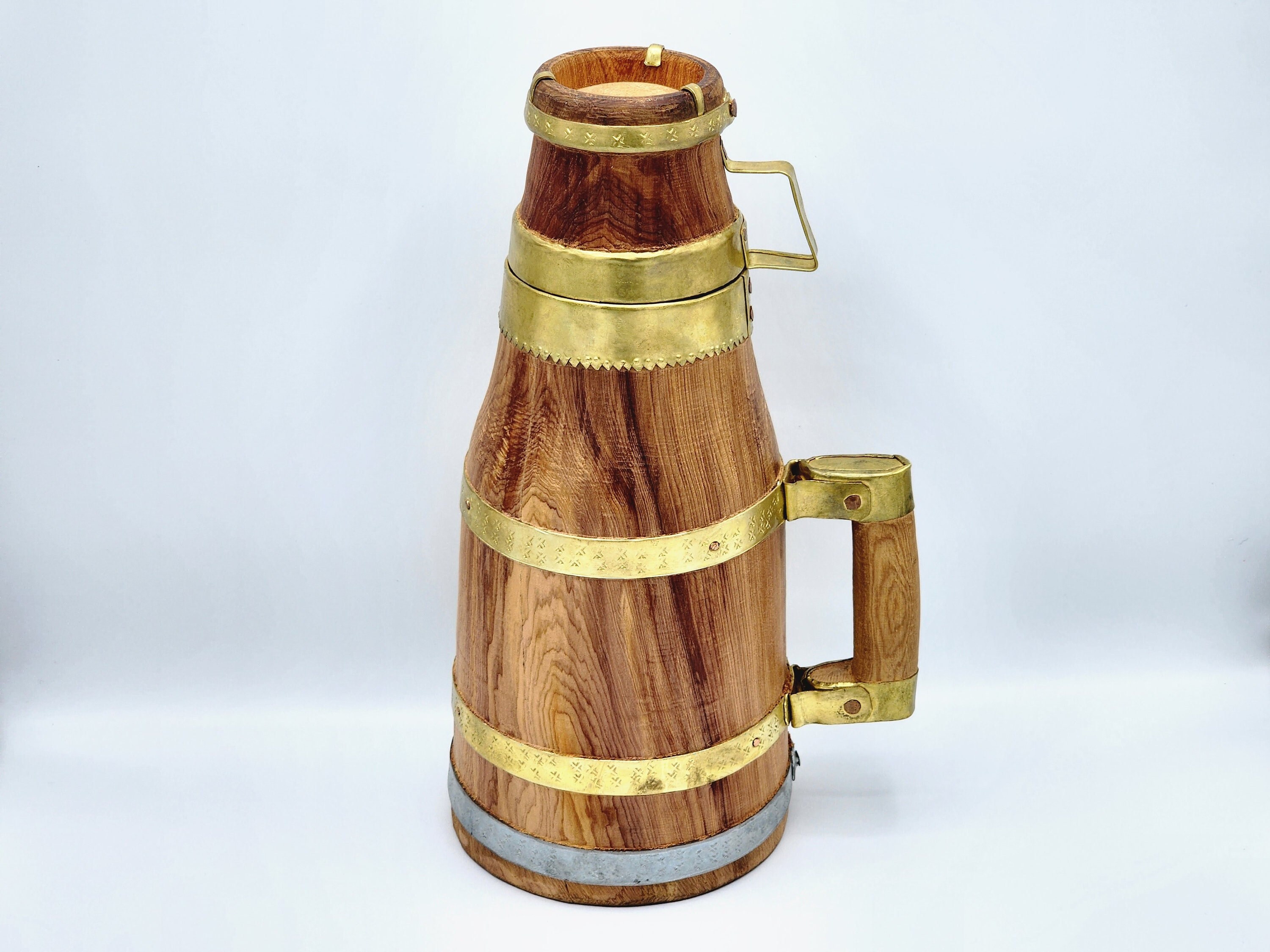Moroccan Berber Wooden Water Jar pot With Brass Rings and a Handle ...