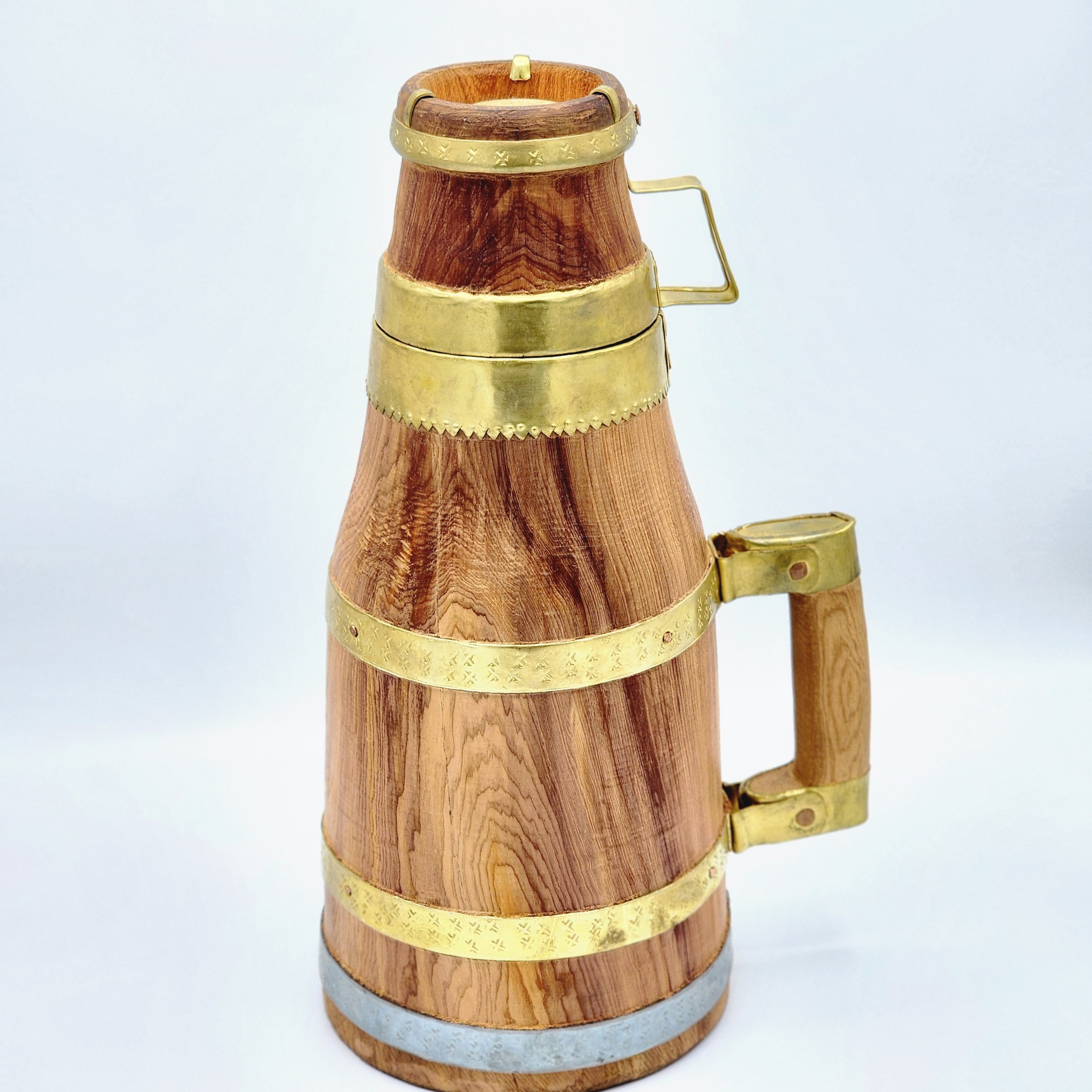 Moroccan Berber Wooden Water Jar pot With Brass Rings and a Handle ...