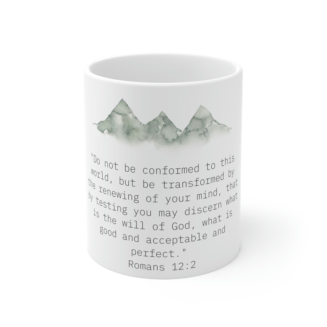 Scripture Ceramic Mug,cup,romans 12:2, Bible Gift, Religious Faith Gift ...