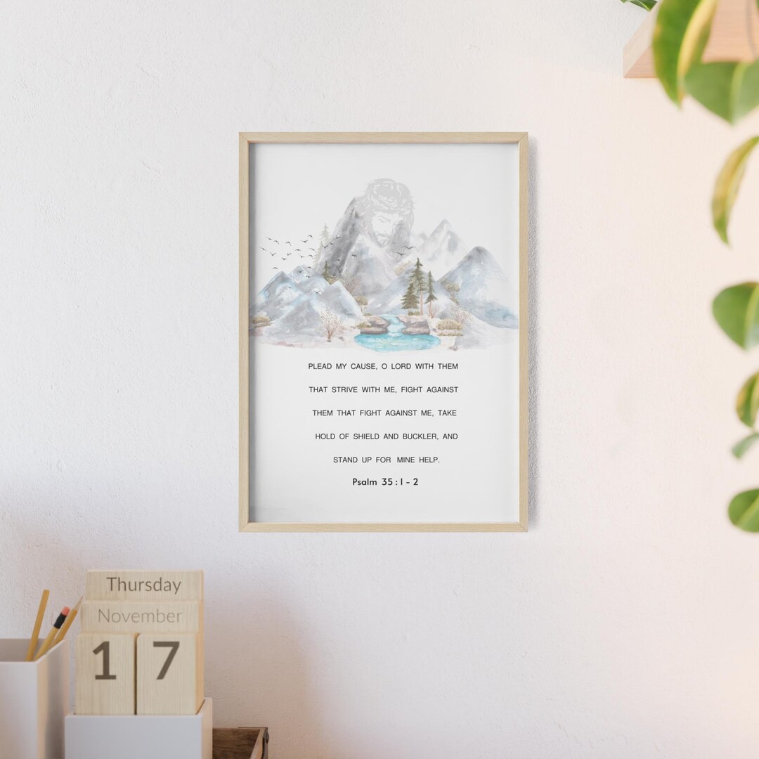 Bible Verse Psalm 35 : 1-2 Posters With Wooden Frame, Wall Art Frame ...