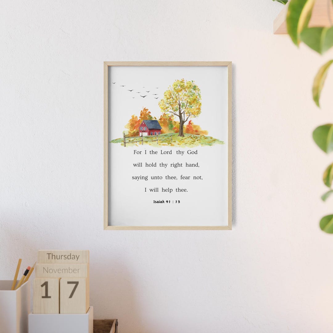 Bible Verse Isaiah 41:13 Wall Art Posters With Wooden Frame, Wall Art ...