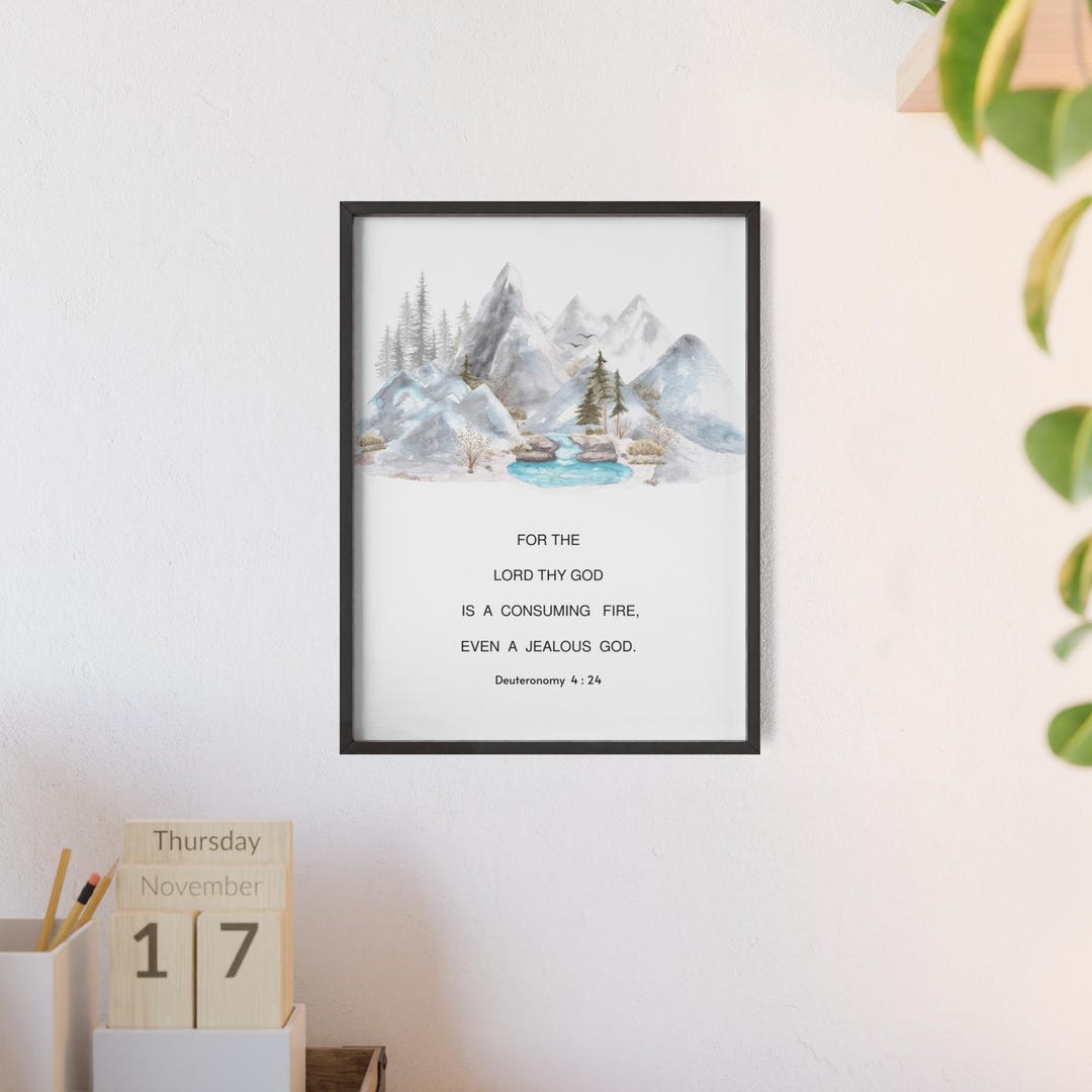 Bible Verse Deuteronomy 4:24 Wall Art Posters With Wooden Frame, Modern ...