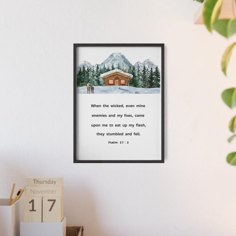 Bible Verse Psalm 27 : 2 Wall Art Posters With Wooden Frame, Wall Art ...
