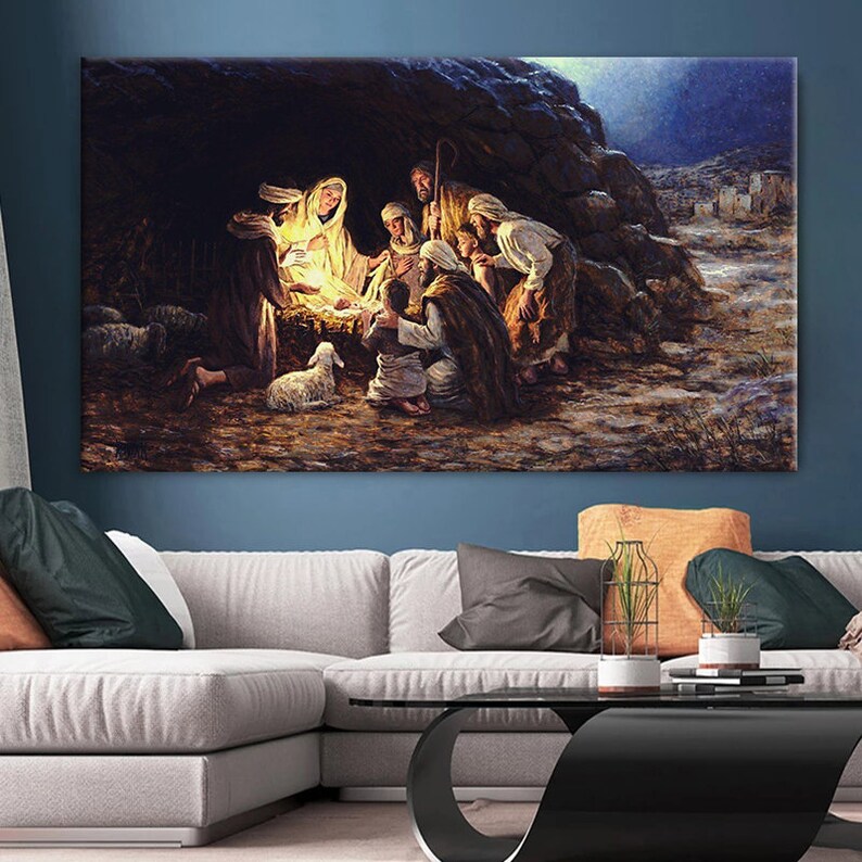 Birth of Jesus Reproduction Cavas Painting, Canvas Wall Art ...