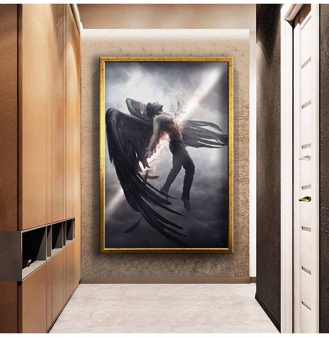 Warrior Dark Angel Surrealist Design Canvas Print Wall Decor, Wall Art ...