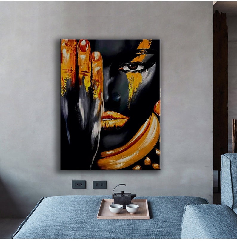 African Woman Abstract Design Canvas Print Painting Wall Art - Etsy