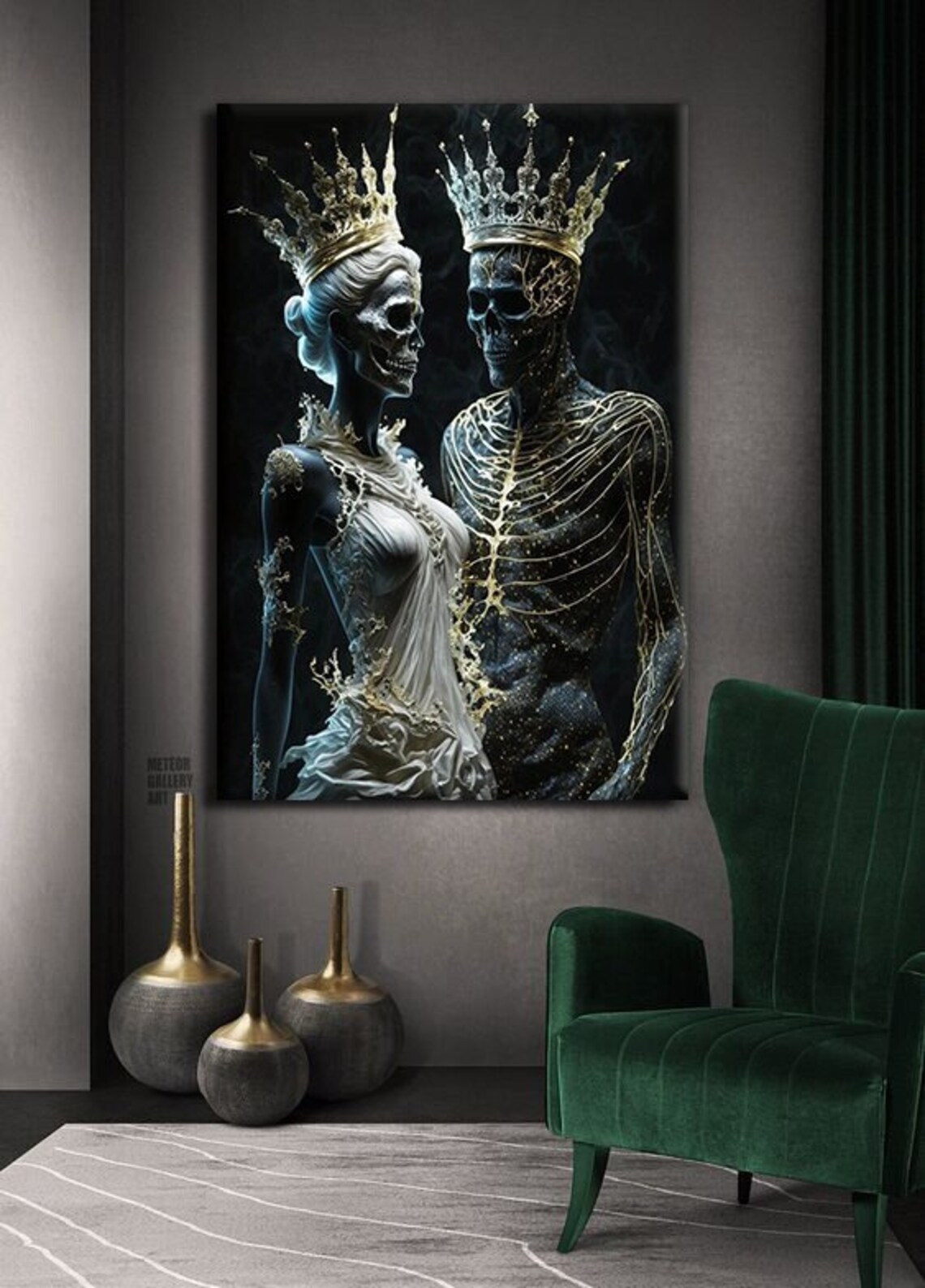 Skeleton King and Queen Canvas Print Wall Painting , Wall Art Canvas ...