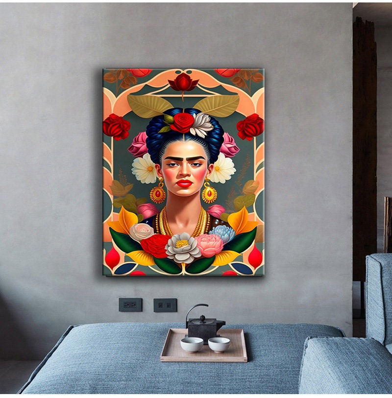 Frida Kahlo Portrait Painting Design Canvas Print Wall Painting, Wall ...