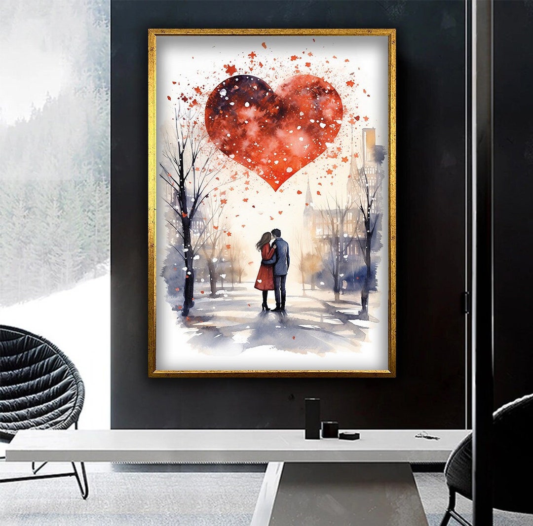 Red Heart Canvas Print Wall Decor, Valentines and Love Wall Painting ...