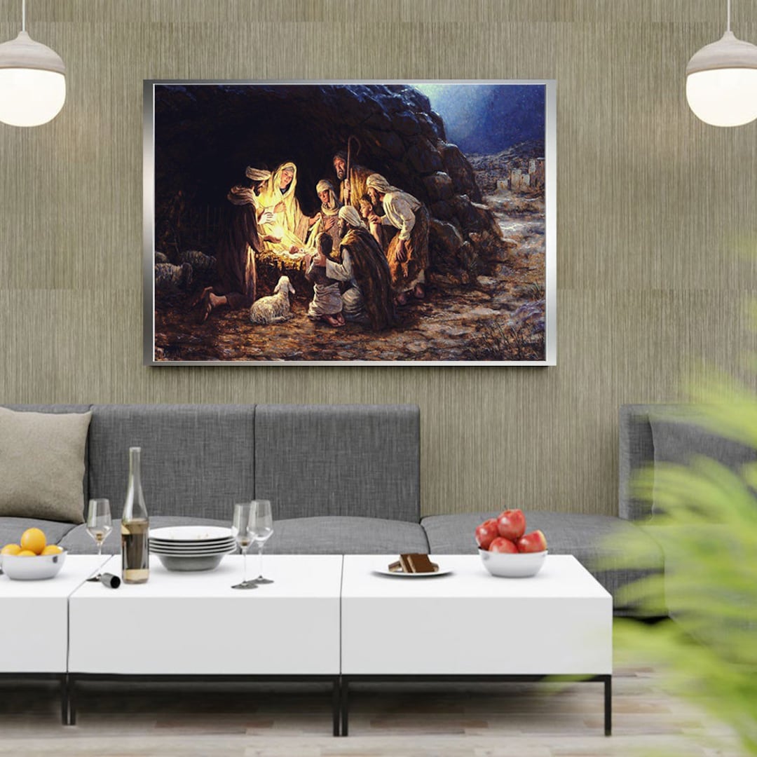 Birth of Jesus Reproduction Cavas Painting, Canvas Wall Art ...