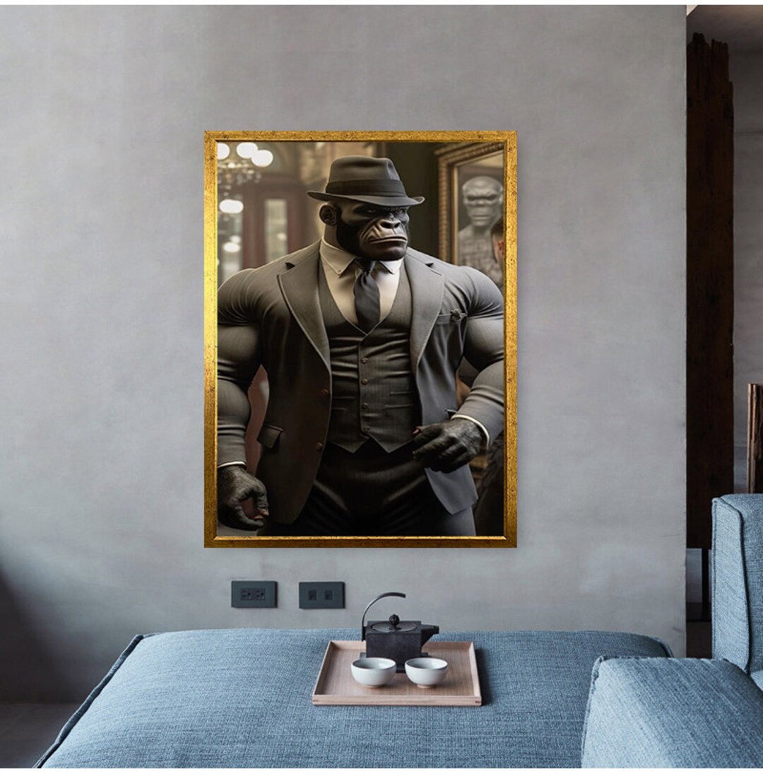 Surrealist Design Gorilla in Suit Canvas Print Wall Painting, Original ...
