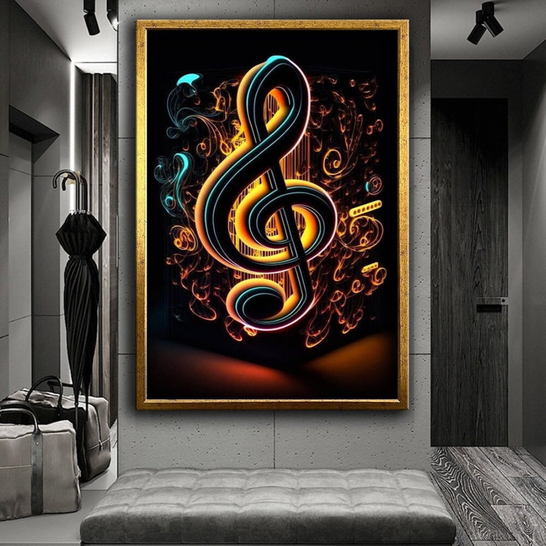 Treble Clef Canvas Painting, Modern Painting, Music Paintings Canvas ...