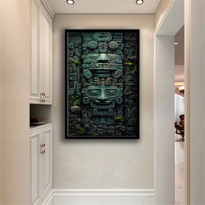 Aztec Statues Canvas Print Wall Decor, Aztec Wall Art Canvas, Canvas ...