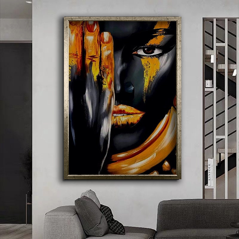 African Woman Abstract Design Canvas Print Painting Wall Art - Etsy