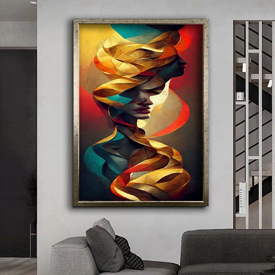 Colorful Woman Abstract Design Canvas Print Painting Wall Art - Etsy