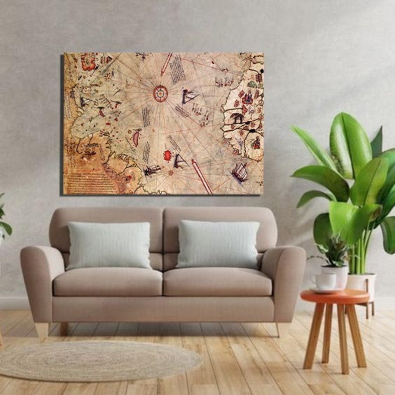 Piri Reis World Map Canvas Print Wall Painting, Wall Canvas, Canvas ...