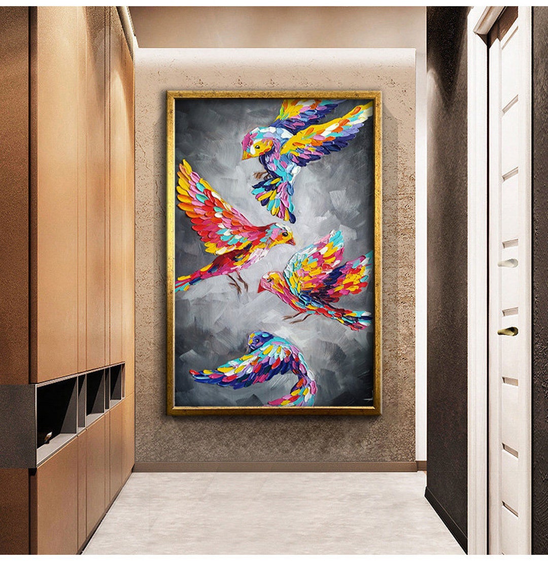 Colorful Birds Design Canvas Print Wall Decor, Flying Birds Design ...