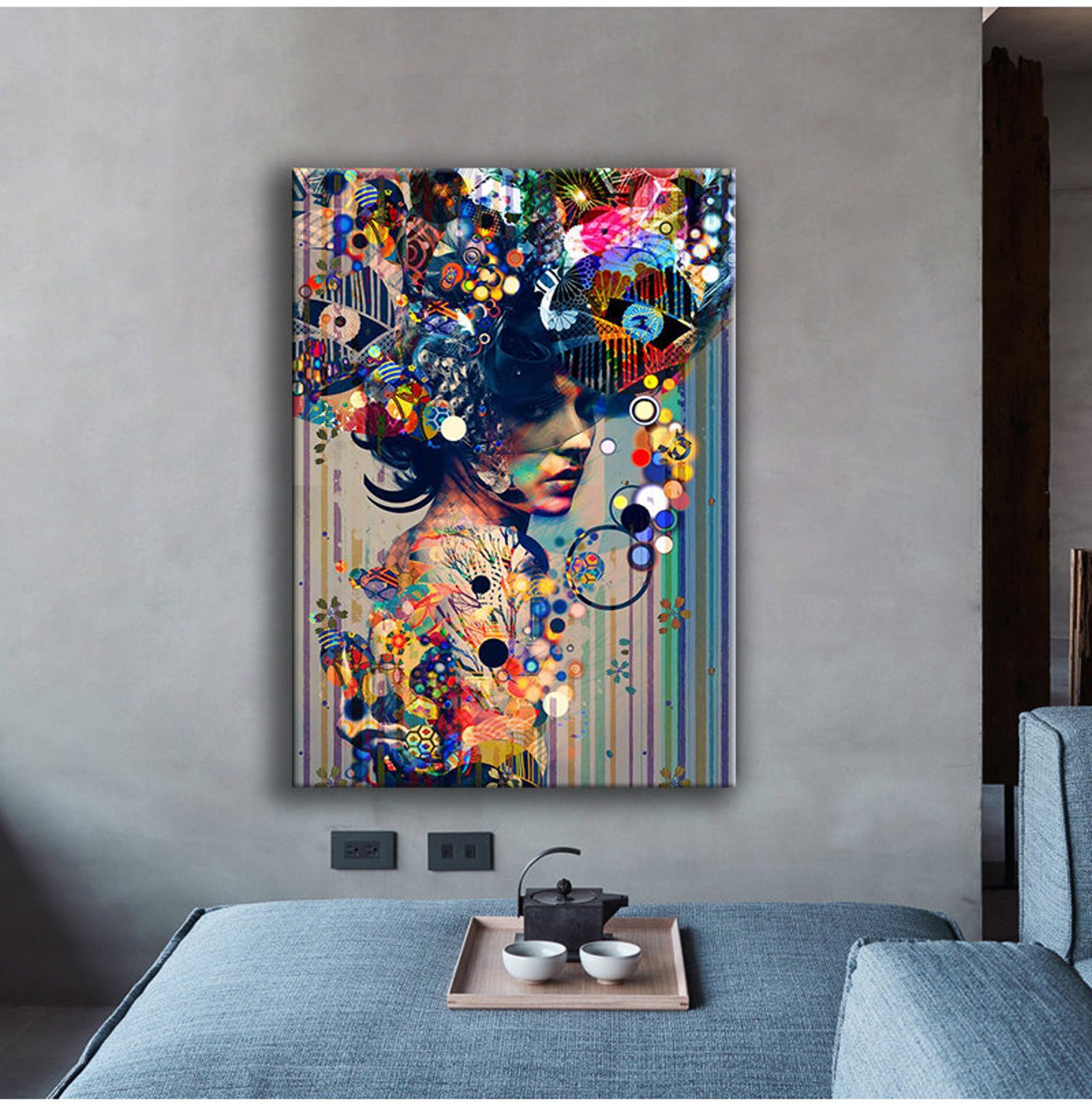 Colorful Woman Abstract Design Canvas Print Painting Wall Art - Etsy