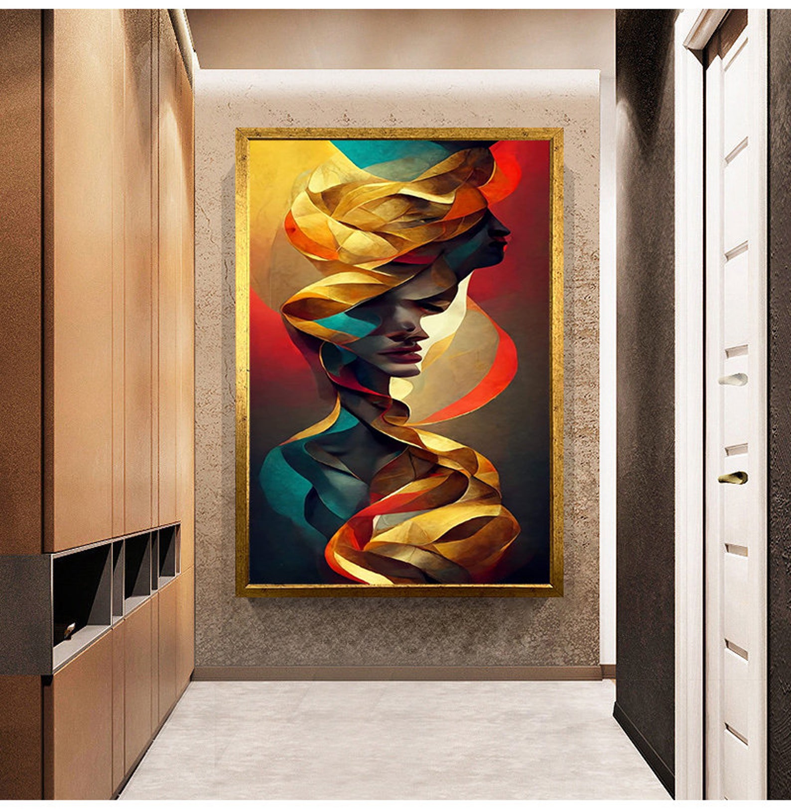 Colorful Woman Abstract Design Canvas Print Painting Wall Art - Etsy