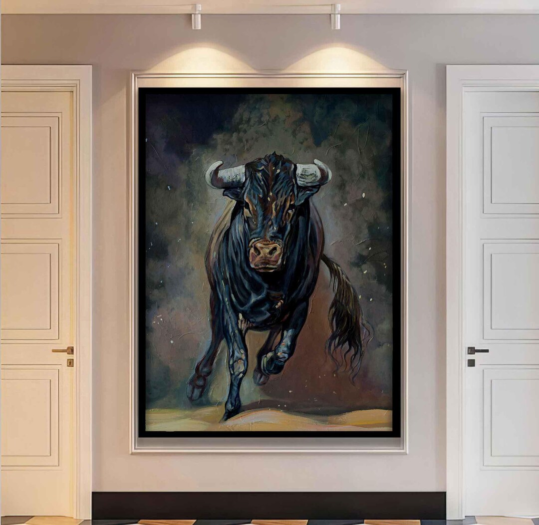 Bull Animal Painting Art, Bull Canvas Print Painting, Spanish Bull ...