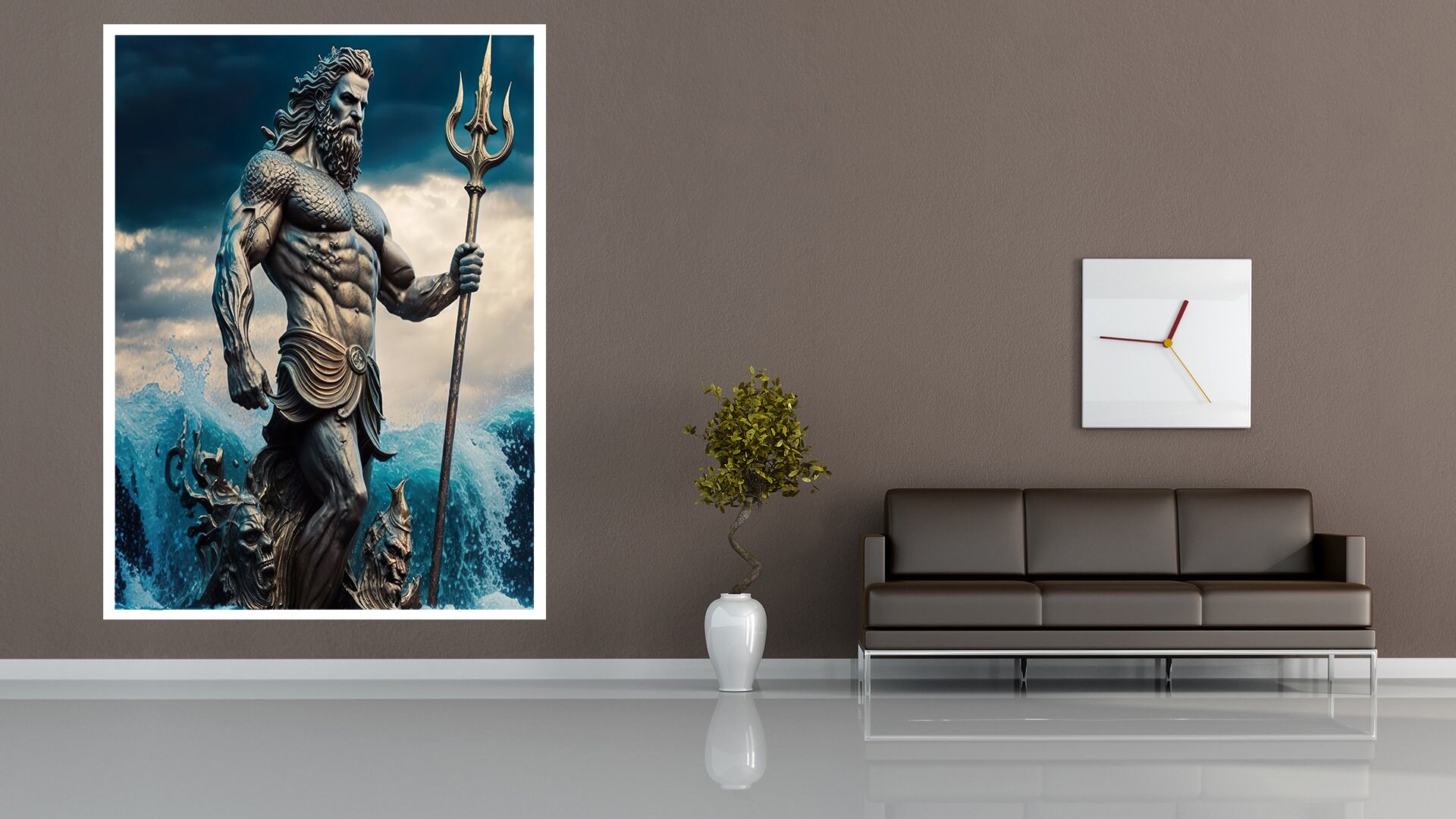 Poseidon Statue, Sea God Poseidon Canvas Print, Mythological God Statue ...