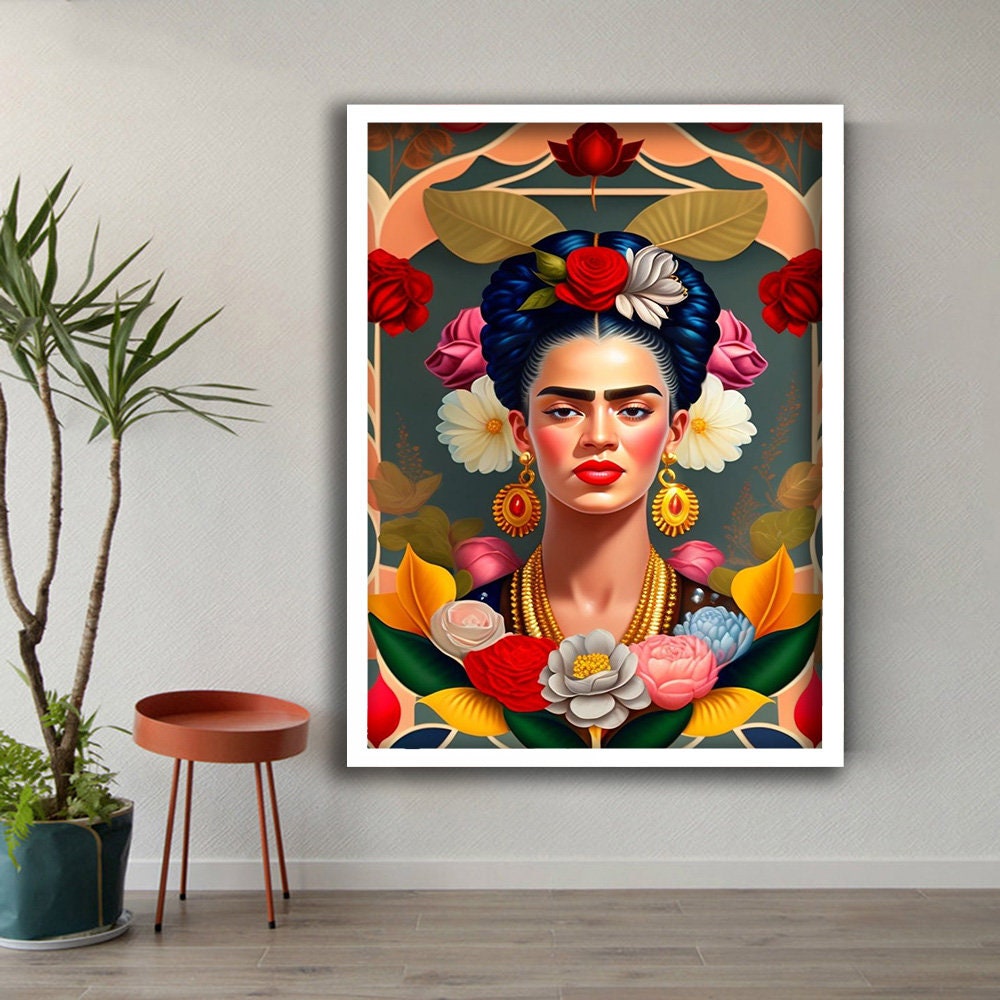 Frida Kahlo Portrait Painting Design Canvas Print Wall Painting, Wall ...