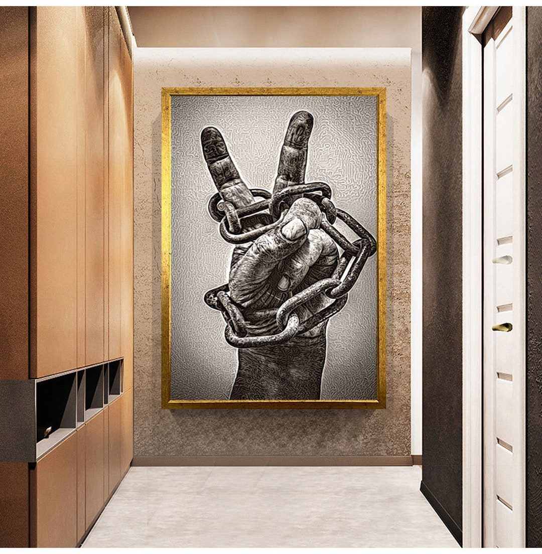 The Sign of Freedom and Captivity, Chained Hands Canvas Print Wall ...