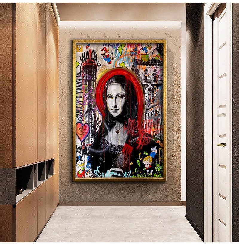 Mona Lisa Graffiti Colorful Canvas Print Wall Painting, Wall Art Canvas ...