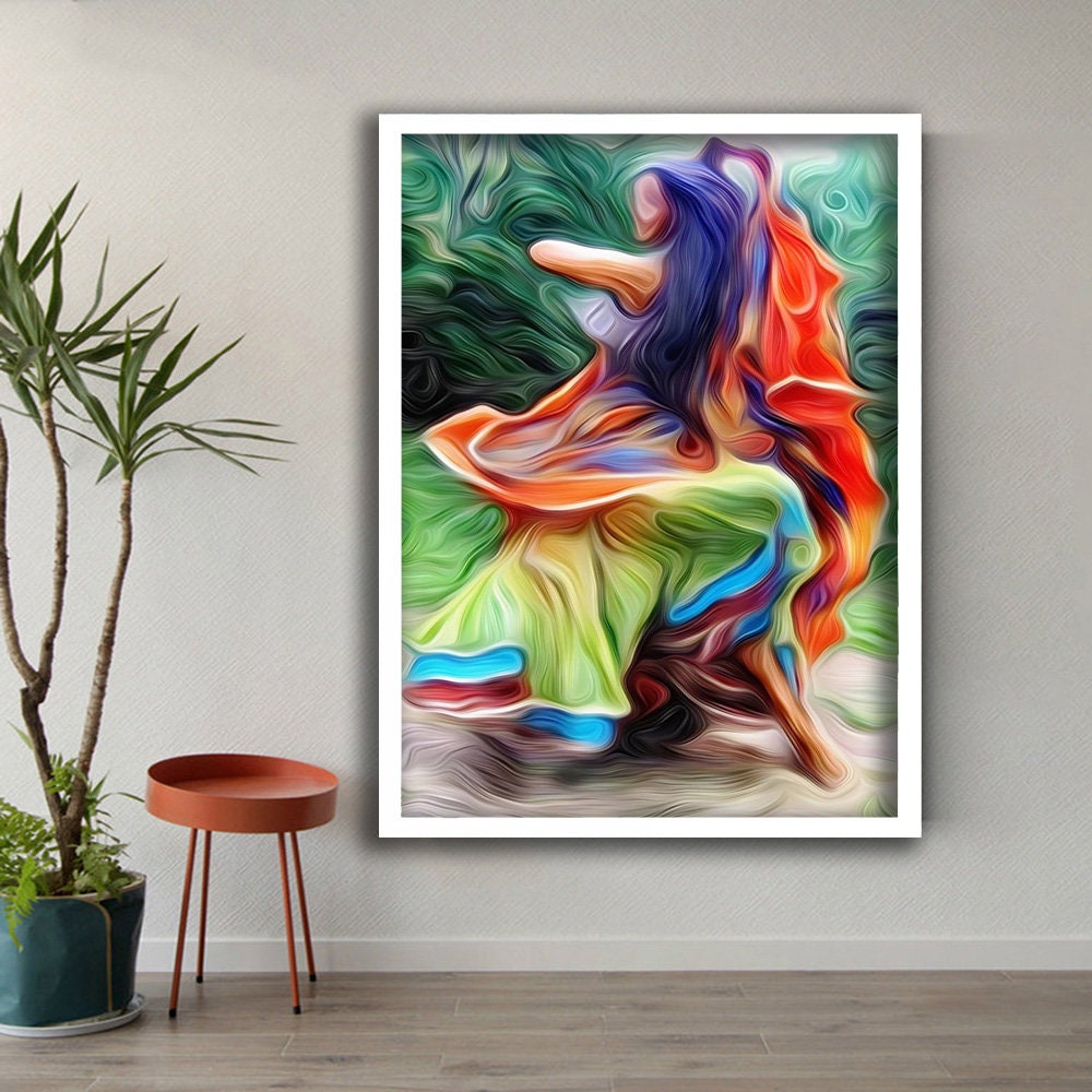 Dancing Woman Abstract Design Canvas Print, Abstract Art Wall Decor ...