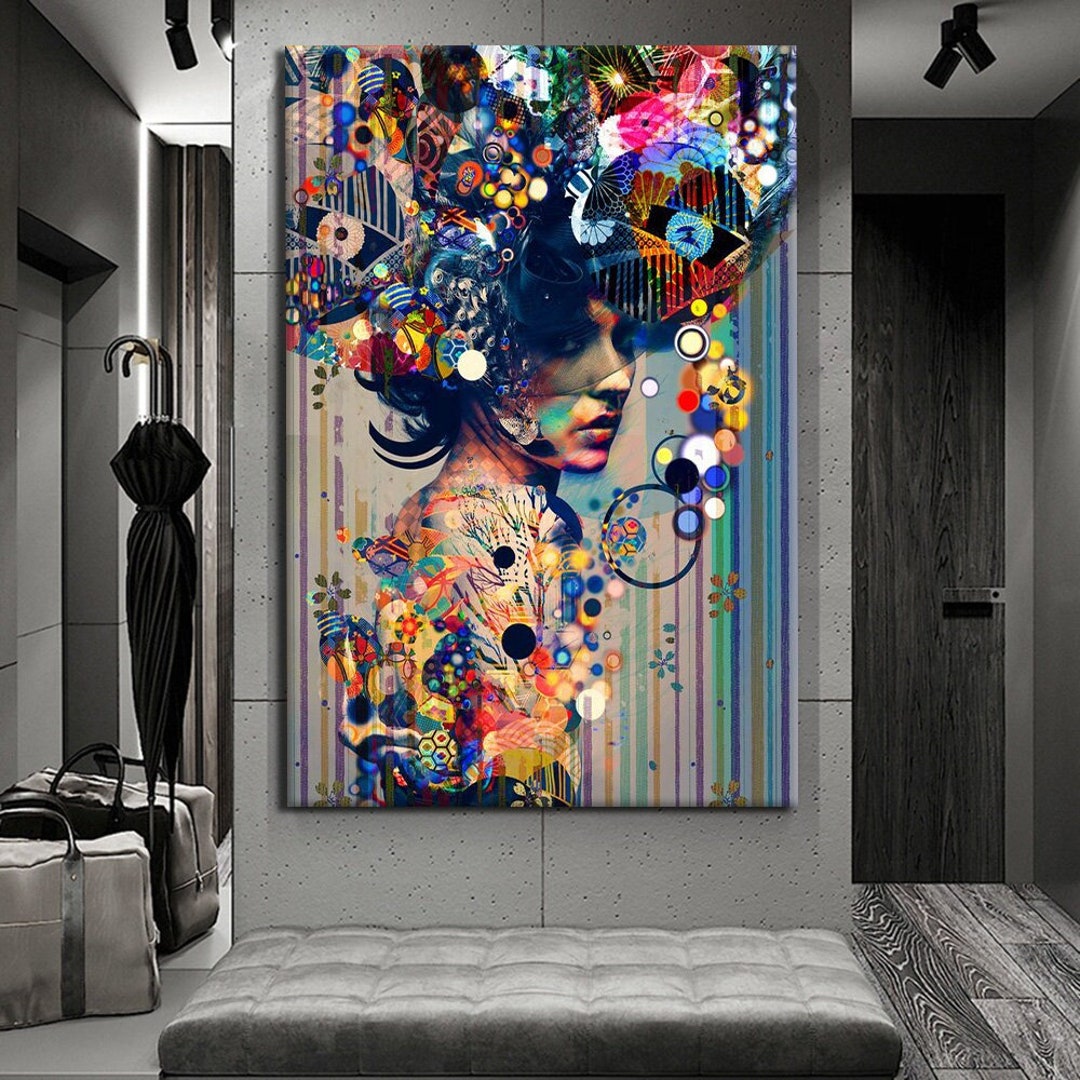 Modern Surrealist Design Woman Canvas Print Wall Painting, Wall Art ...