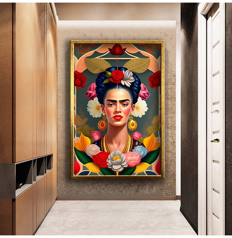 Frida Kahlo Portrait Painting Design Canvas Print Wall Painting, Wall ...