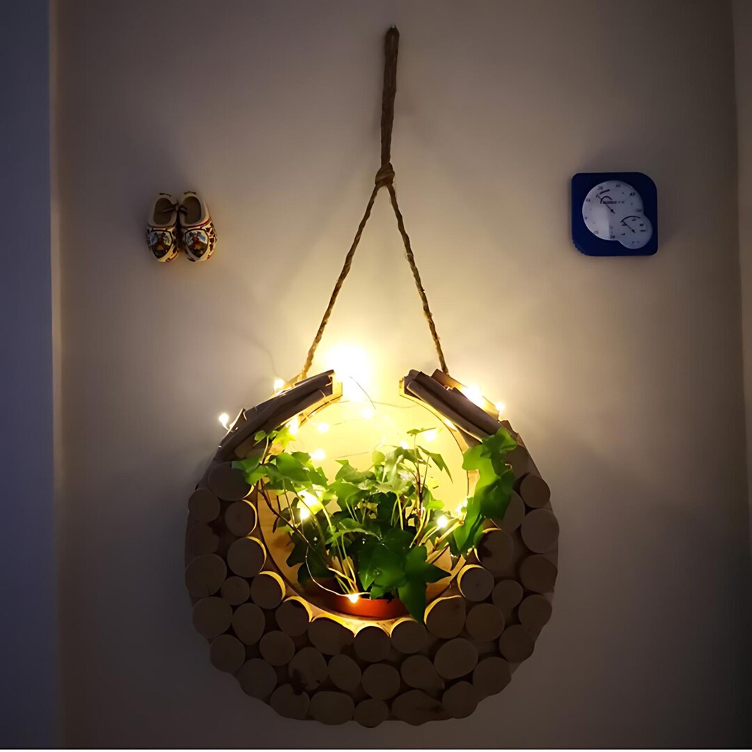 Artisan-made Hanging Flower Pots/solid Wood Wall Vase for Unique Decor ...