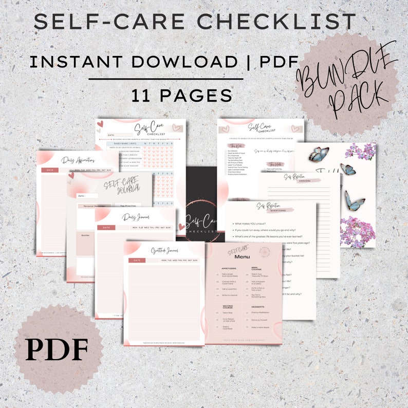 Self-care Checklist Printable Self-improvement Self-care - Etsy