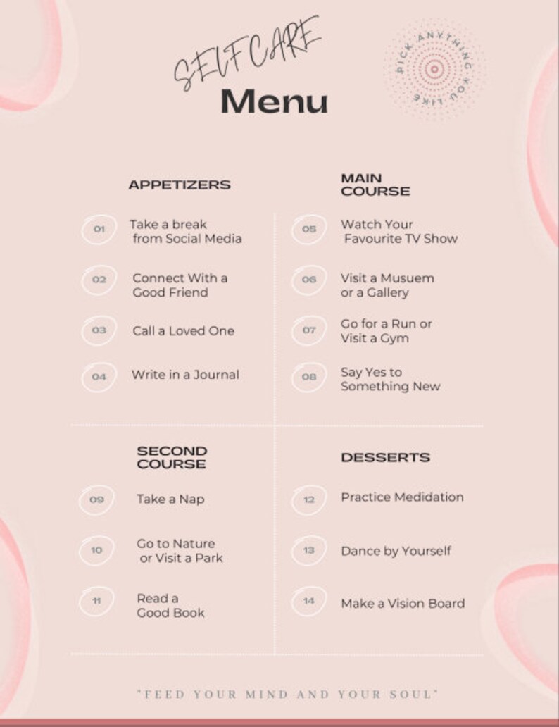 Self-care Checklist Printable Self-improvement Self-care - Etsy